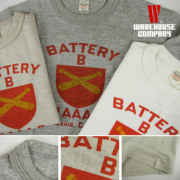 WAREHOUSE ウエアハウス Lot.4601 Tシャツ BATTERY B【半袖Tシャツ】 【メール便可】 -JOE-